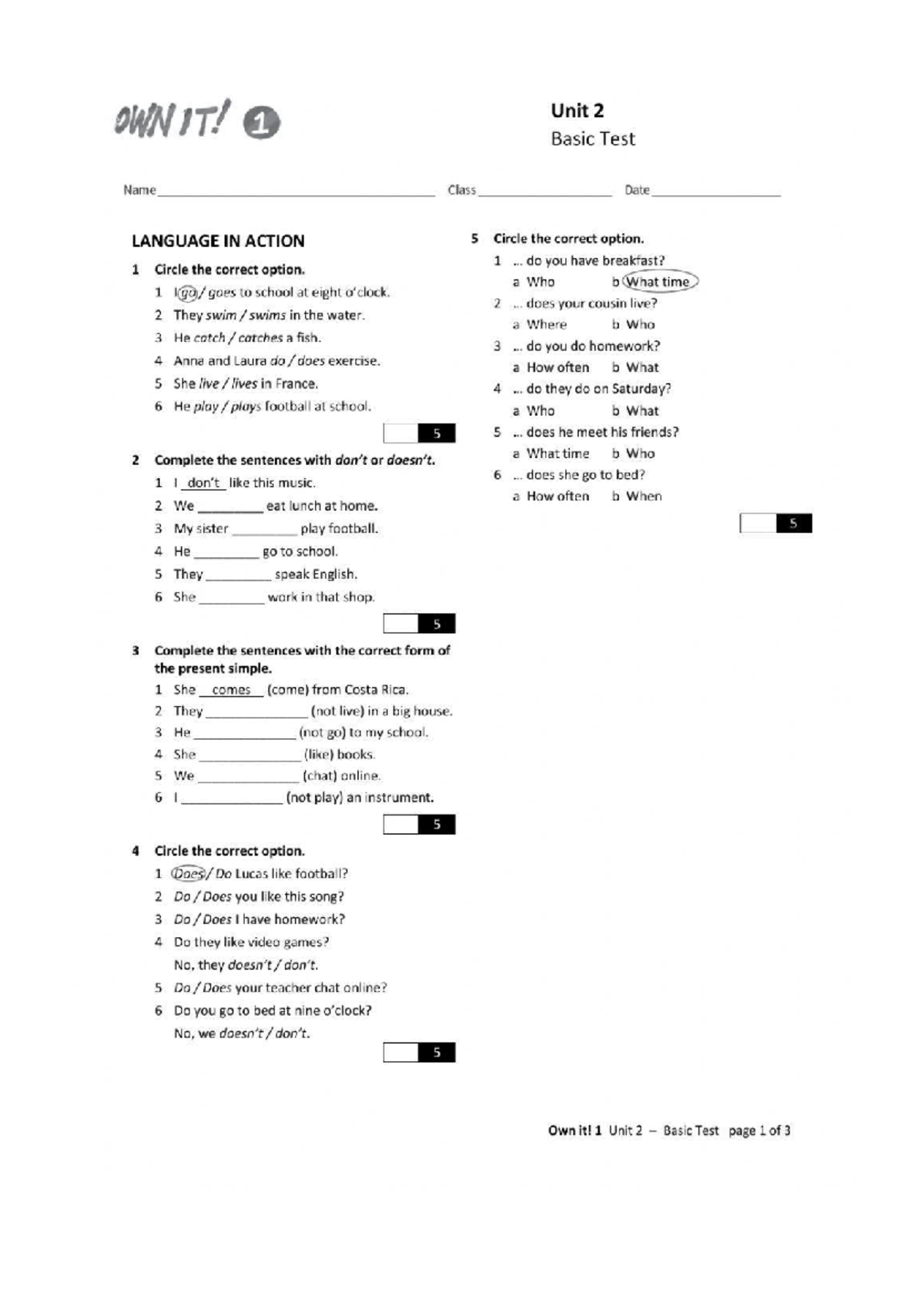 Test Unit 2 - Language in Action Basic Test Notes - Studocu