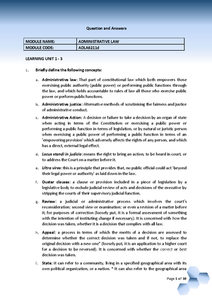 [Solved] What is the definition of administrative action as determined ...