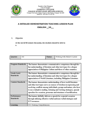 Final Demonstration Detailed Lesson PLAN - DETAILED LESSON PLAN IN ...