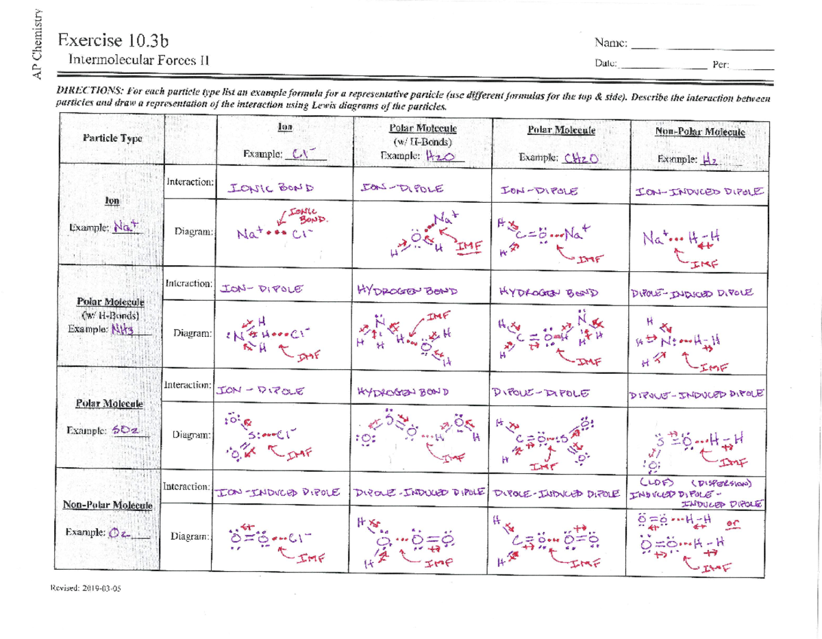 Exercise 10 - Intermolecular Forces Analysis and Applications - Studocu
