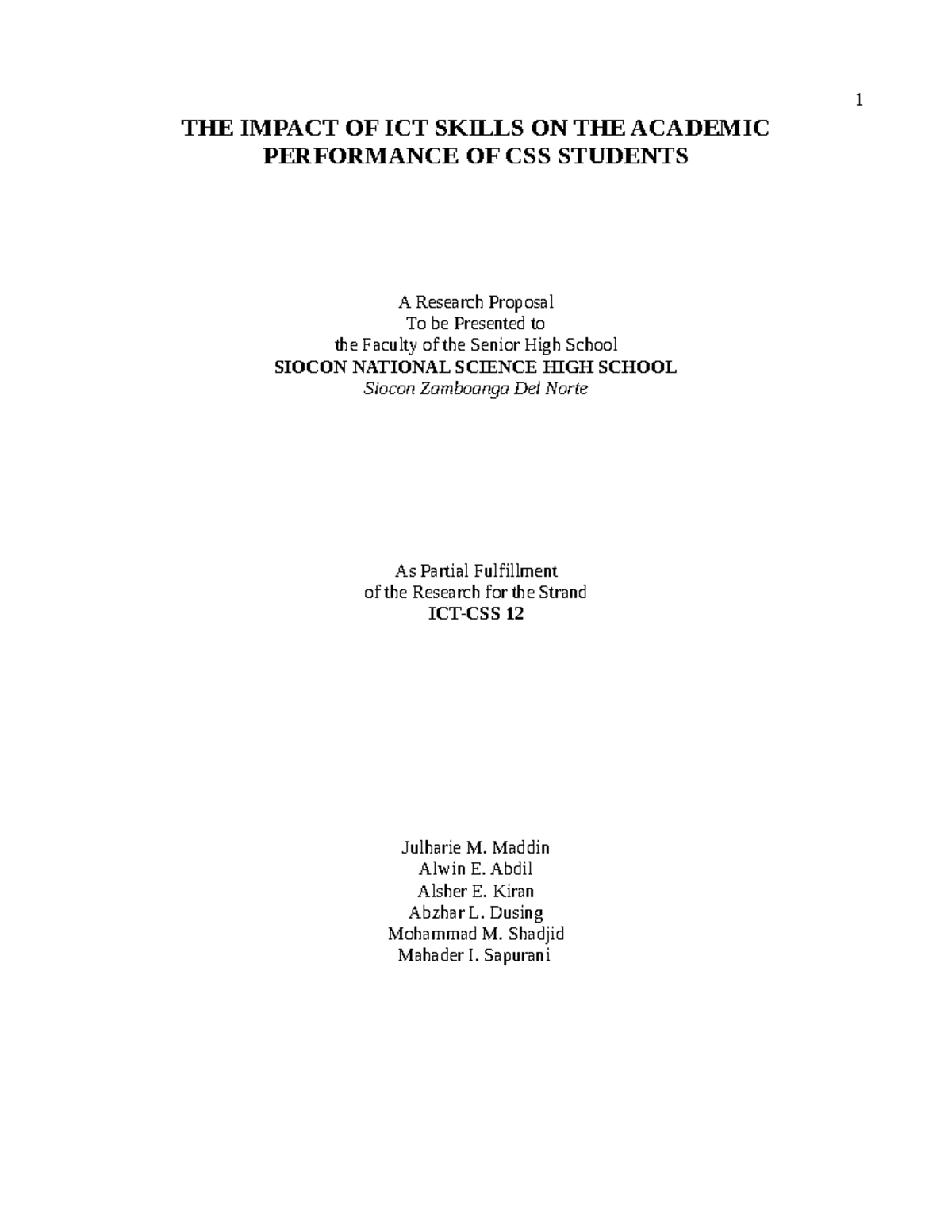 Impact of ICT Skills on Academic Performance of CSS Students (ICT-CSS ...