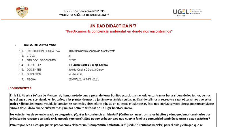 Unidad Didáctica 81635: Conciencia Ambiental y Compromiso 3R - Studocu