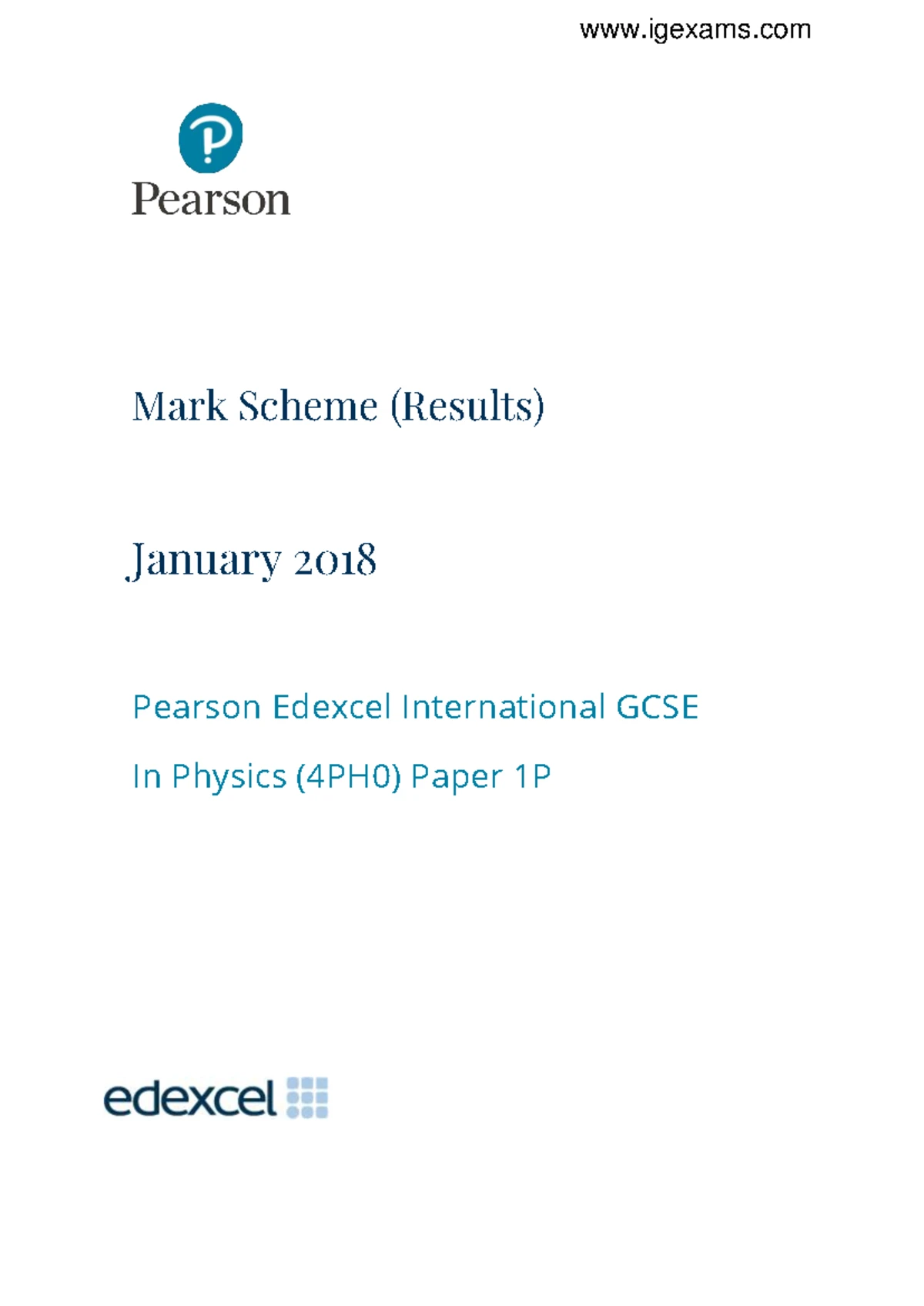 Jun 2020 Ms Paper 1 Pr Edexcel Physics Igcse Mark Scheme Results