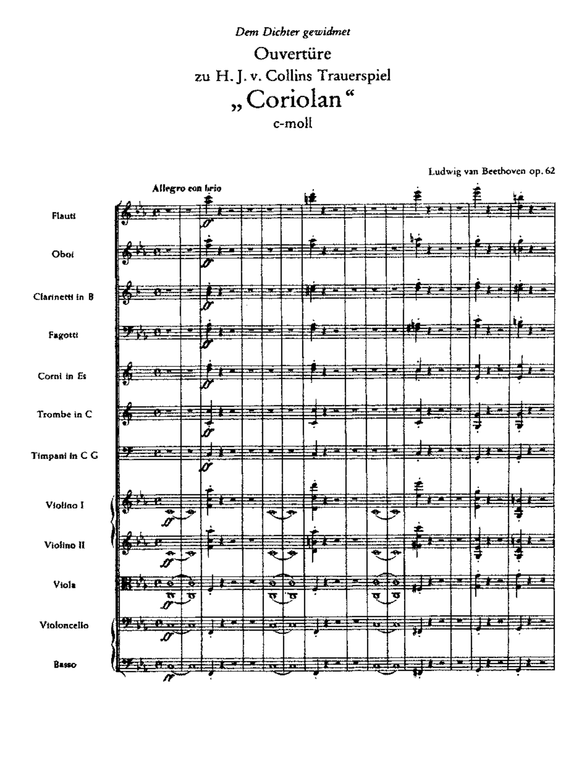 Beethoven's Coriolan Overture, Op. 62 - Score Analysis - Studocu