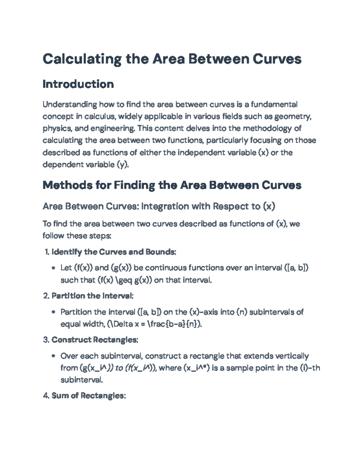 Calculating the Area Between Curves: Techniques and Applications ...