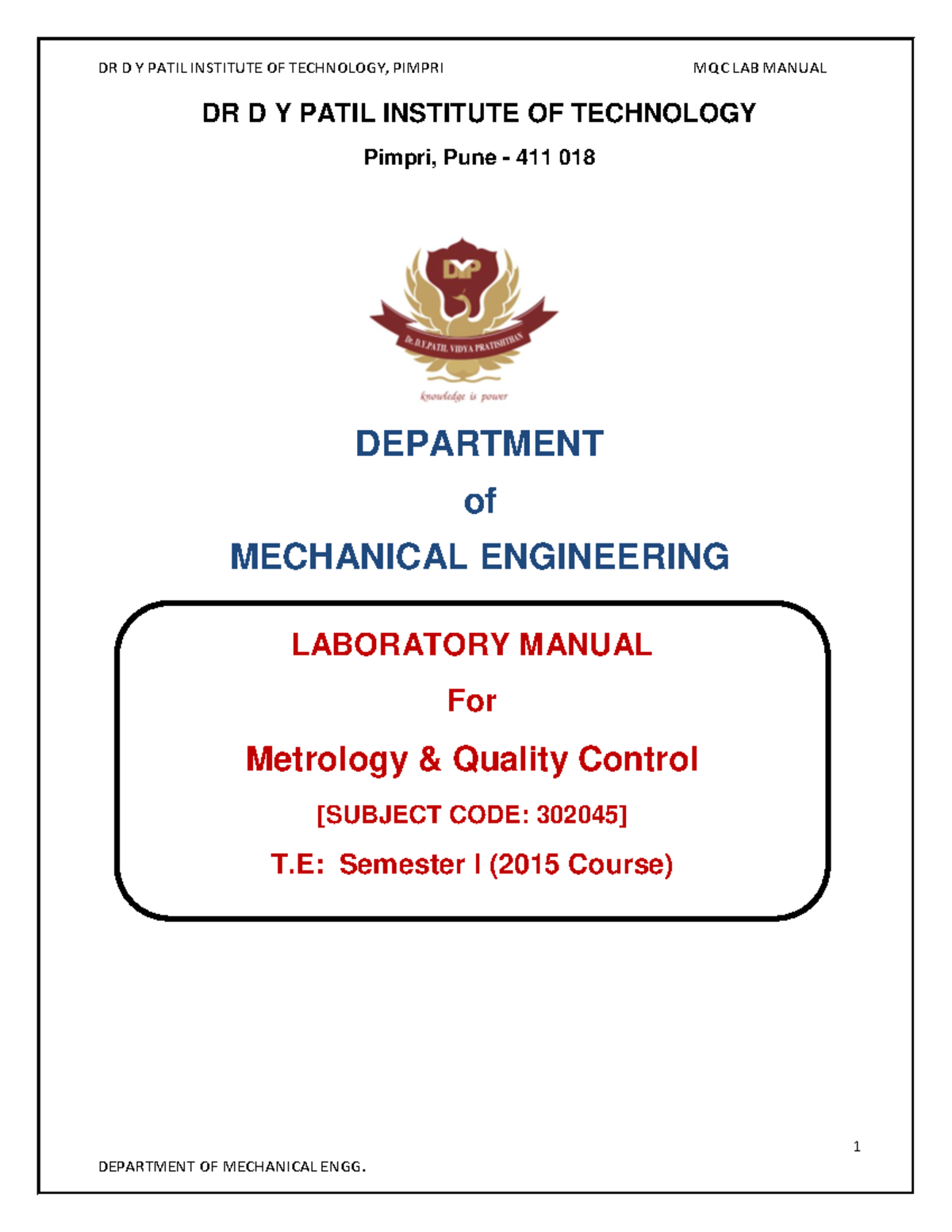MQC NEW LAB Manual 2015 Course (1) - 1 DR D Y PATIL INSTITUTE OF ...