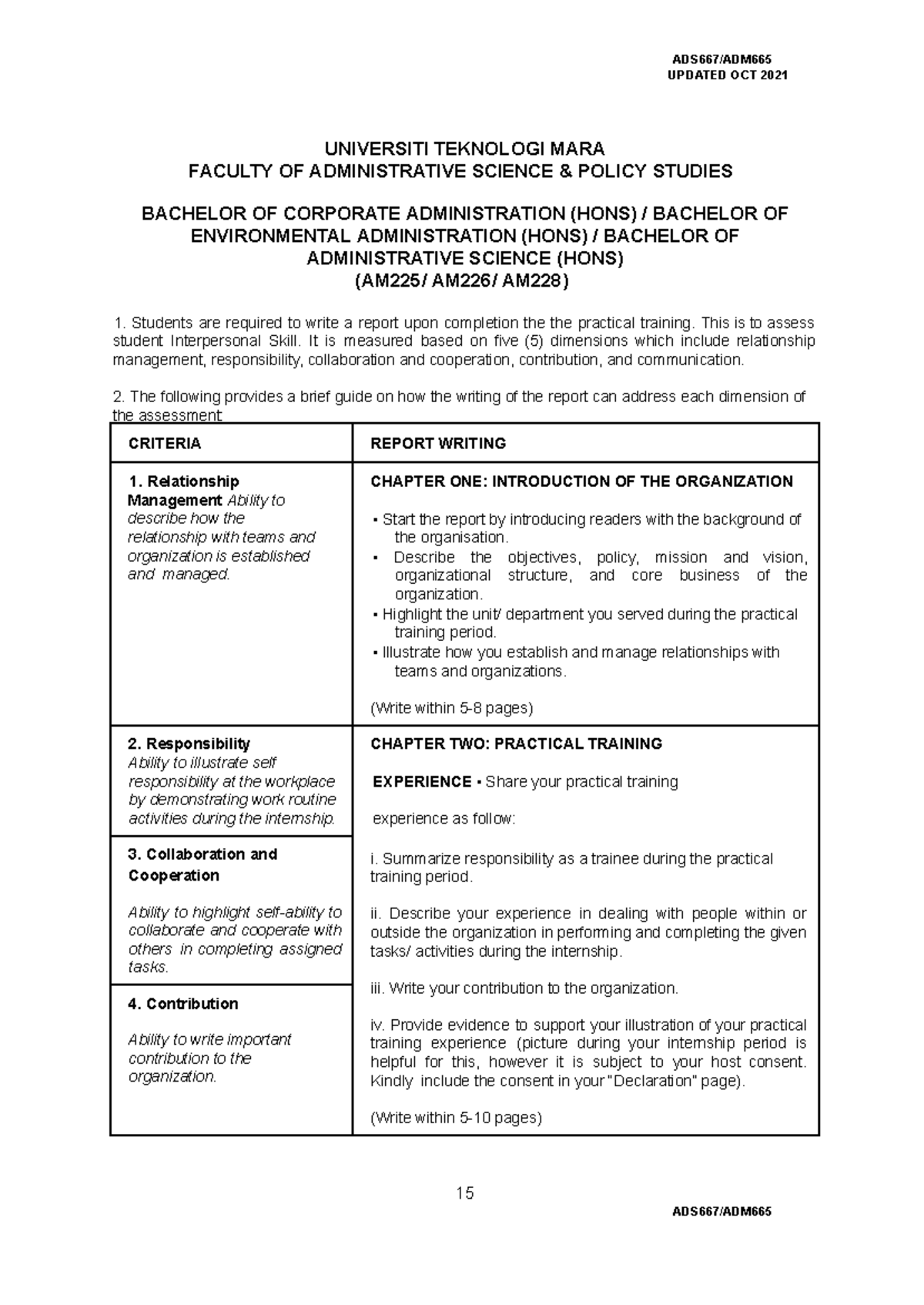 ADS667 Practical Training Report Format Guide - Studocu