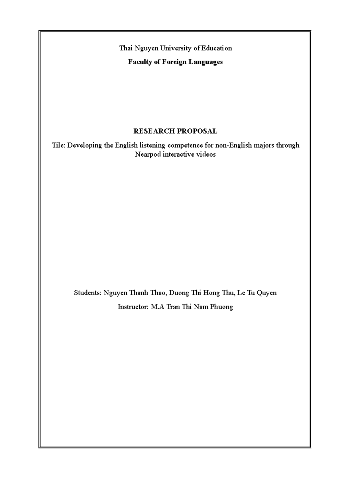Research Proposal on Enhancing English Listening Skills for Non-Majors ...