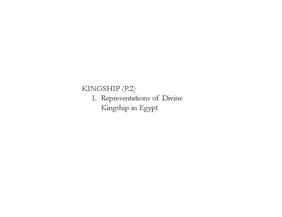 ARCH 102: Week 5 Lecture on Divine Kingship in Egypt - Studocu