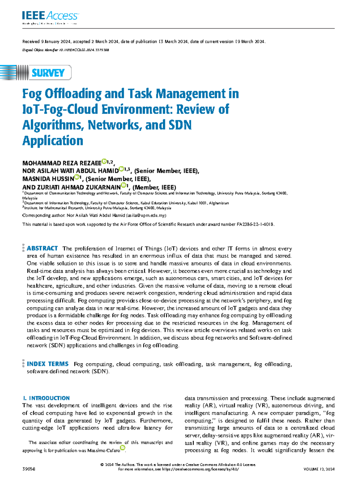 Fog Offloading and Task Management in Io T-Fog-Cloud Environment Review of Algorithms Networks ...