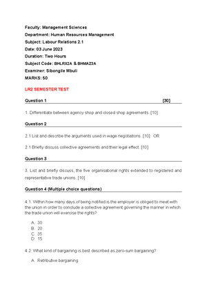 [Solved] 10 The Labour Relations Act gives effect to three - Labour ...