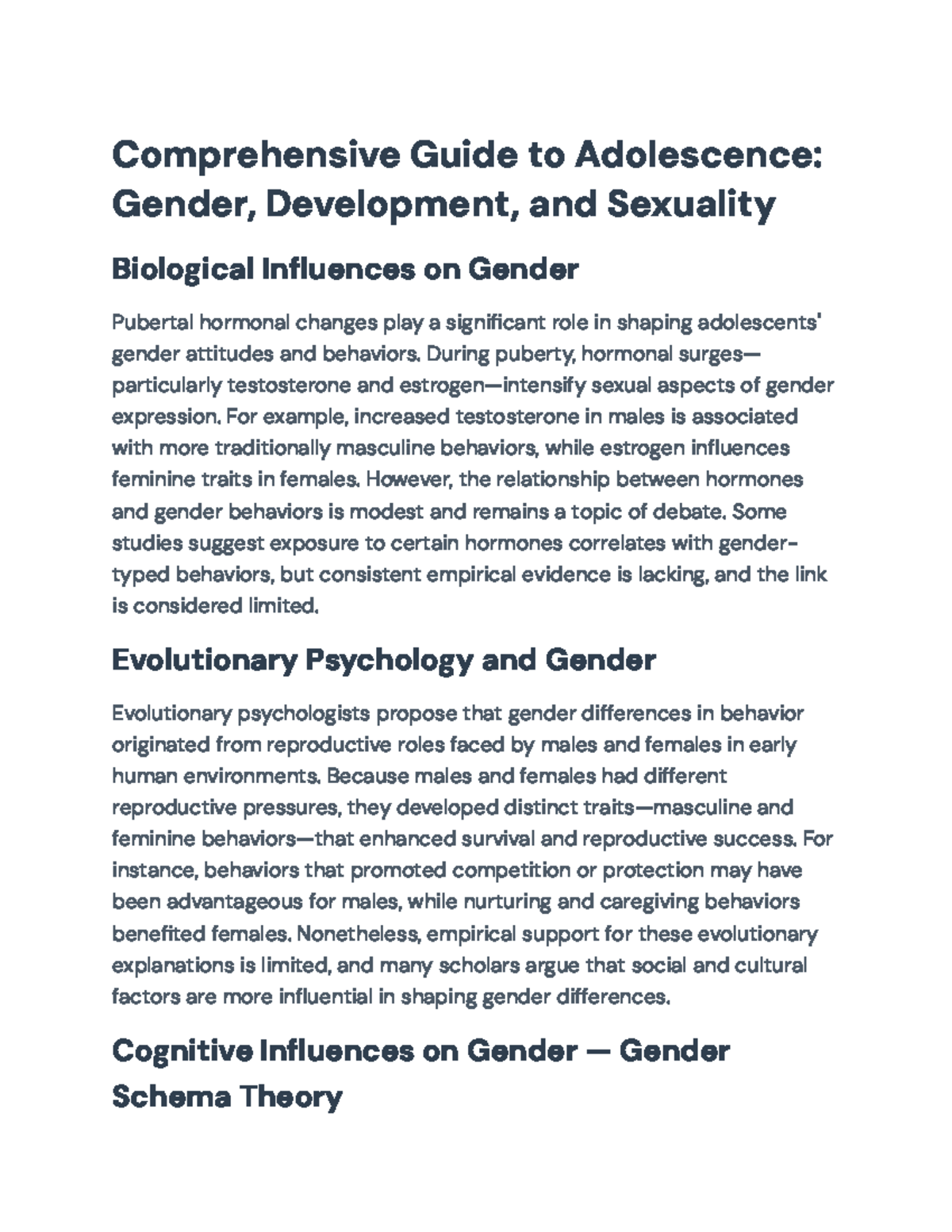 Comprehensive Guide to Adolescent Development: Gender, Sexuality, and ...