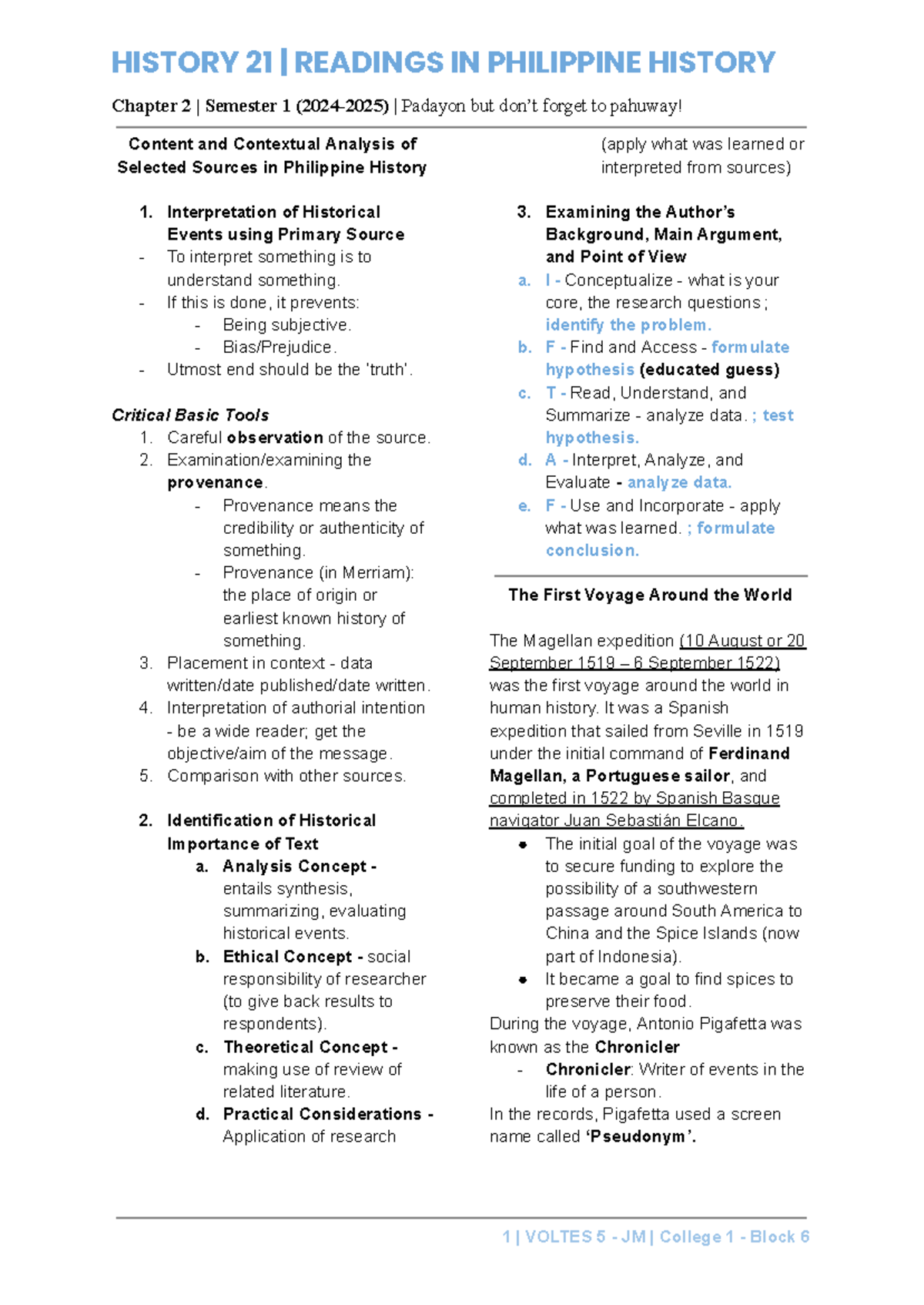 HISTORY 21 Chapter 2: Content & Contextual Analysis of Philippine ...