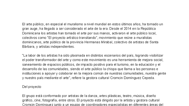 El muralismo en la República Dominicana: Impacto y Transformación - Studocu