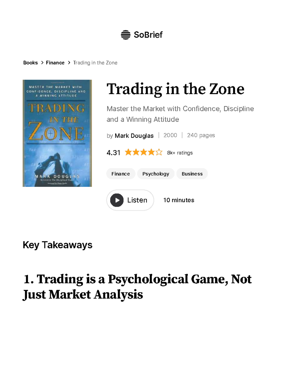 Trading in the Zone: Mastering Psychological Aspects of Trading - Studocu