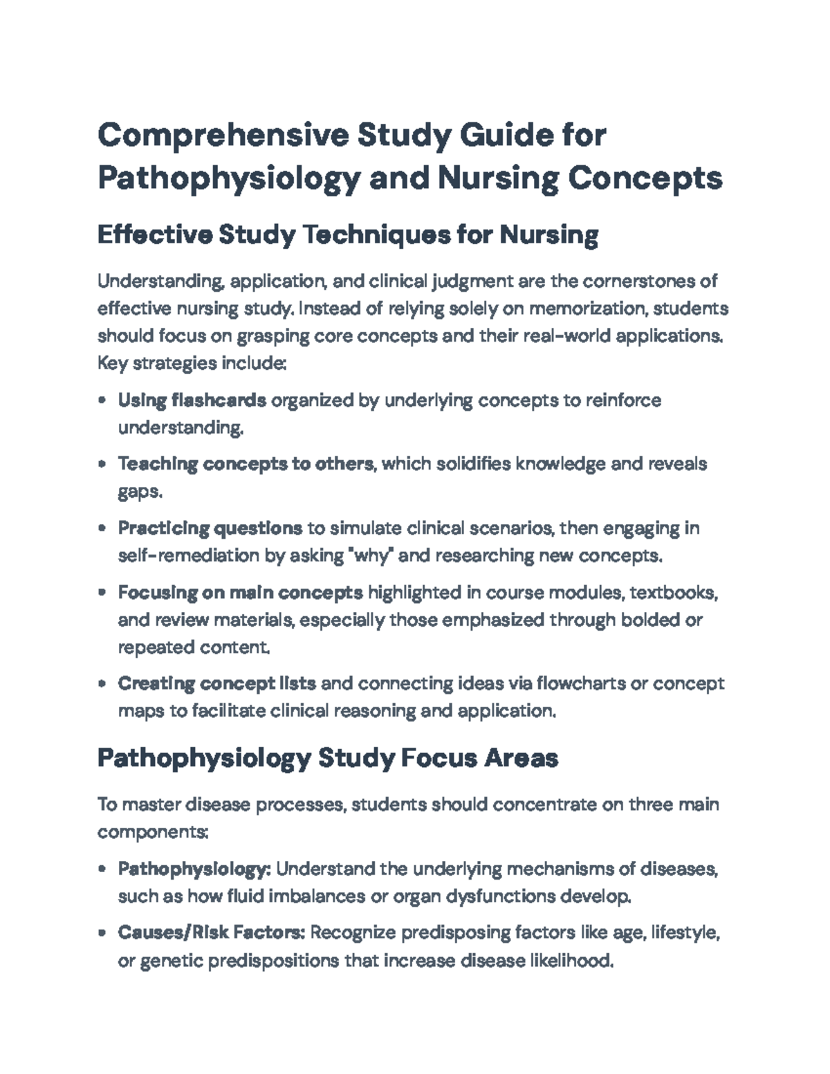Comprehensive Pathophysiology Study Guide for Nursing (NURS 101) - Studocu