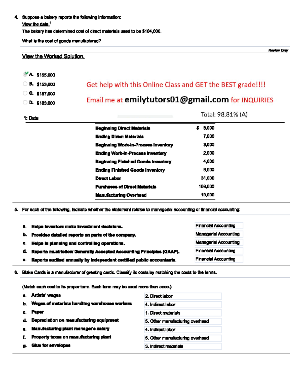 BAC 102 WK 5 Homework: Cost Analysis and Accounting Concepts - Studocu