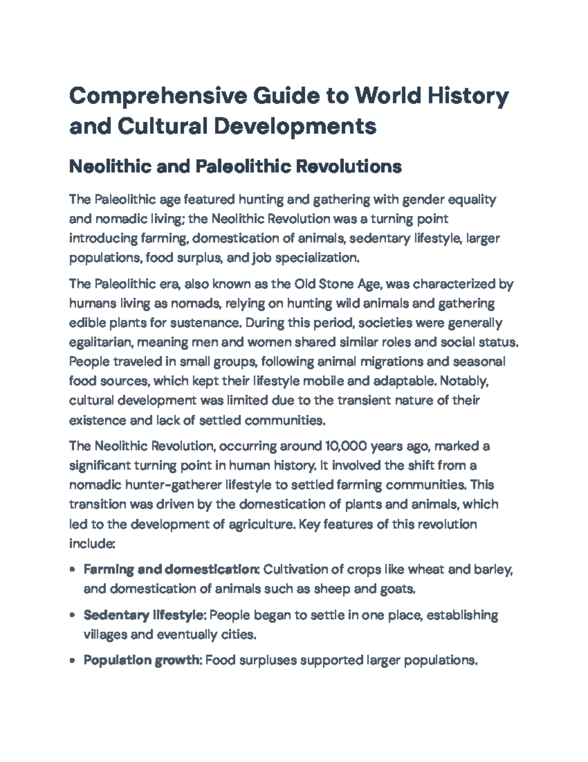 Comprehensive Review of World History: Key Events & Cultural Themes ...