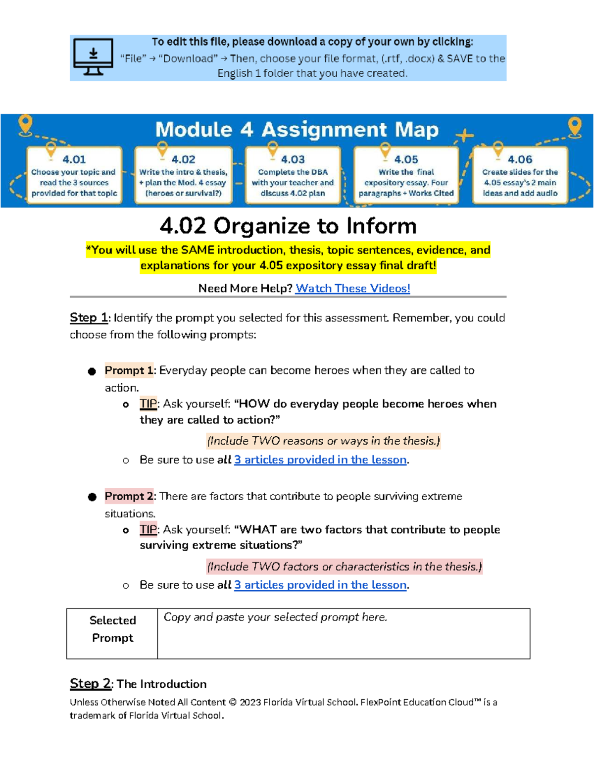 4.05 Expository Essay Final Draft Guide: Organizing Your Ideas - Studocu