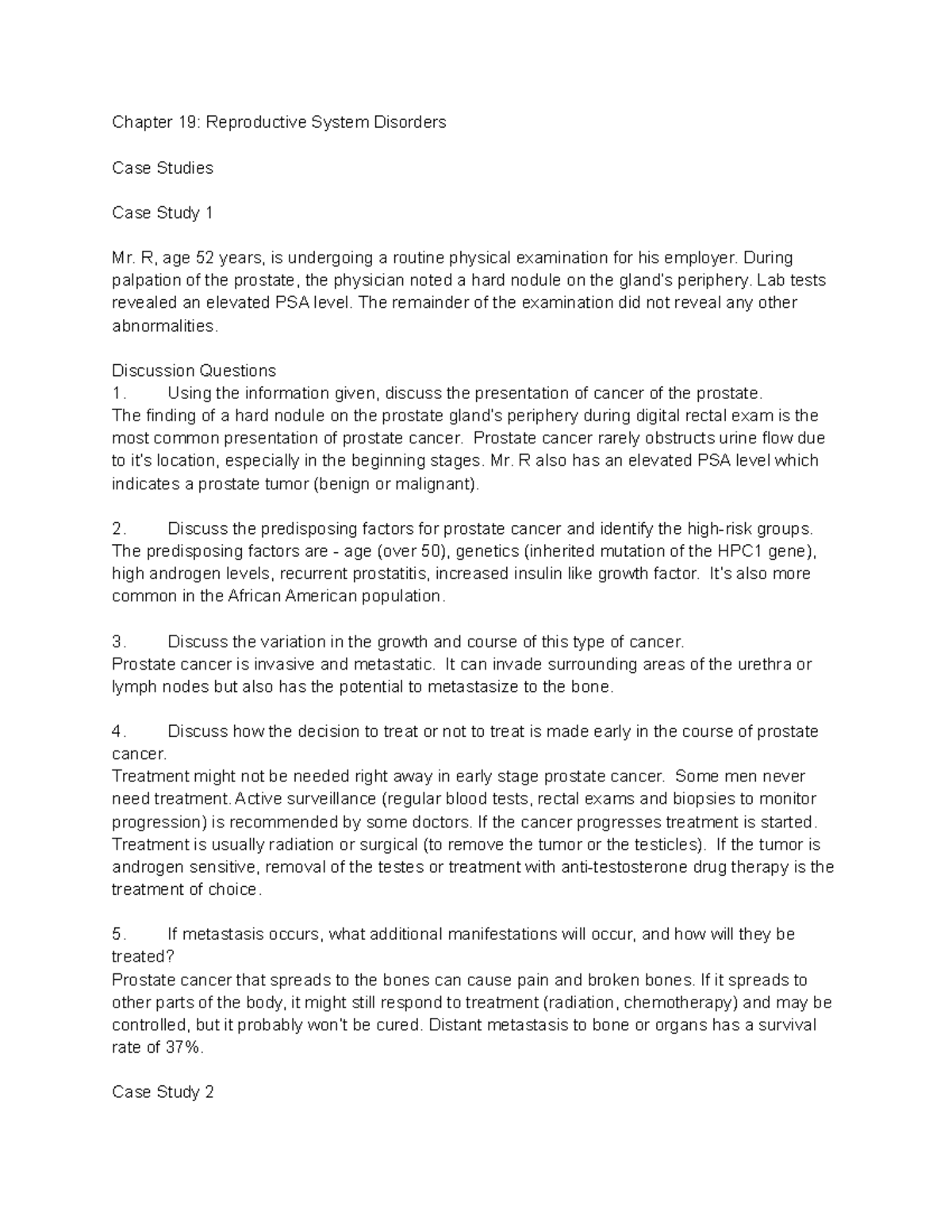 Case Study 2: Reproductive System Disorders and Candidiasis Analysis ...