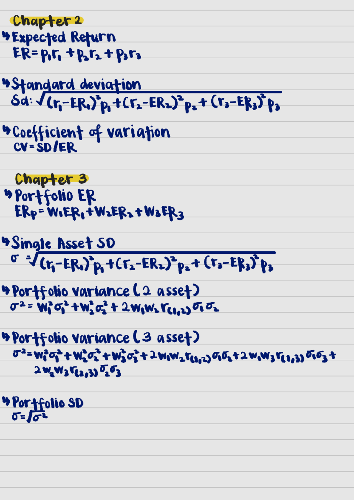 Formula - Investment and Portfolio Analysis - Chapter 2 Expected Return ...