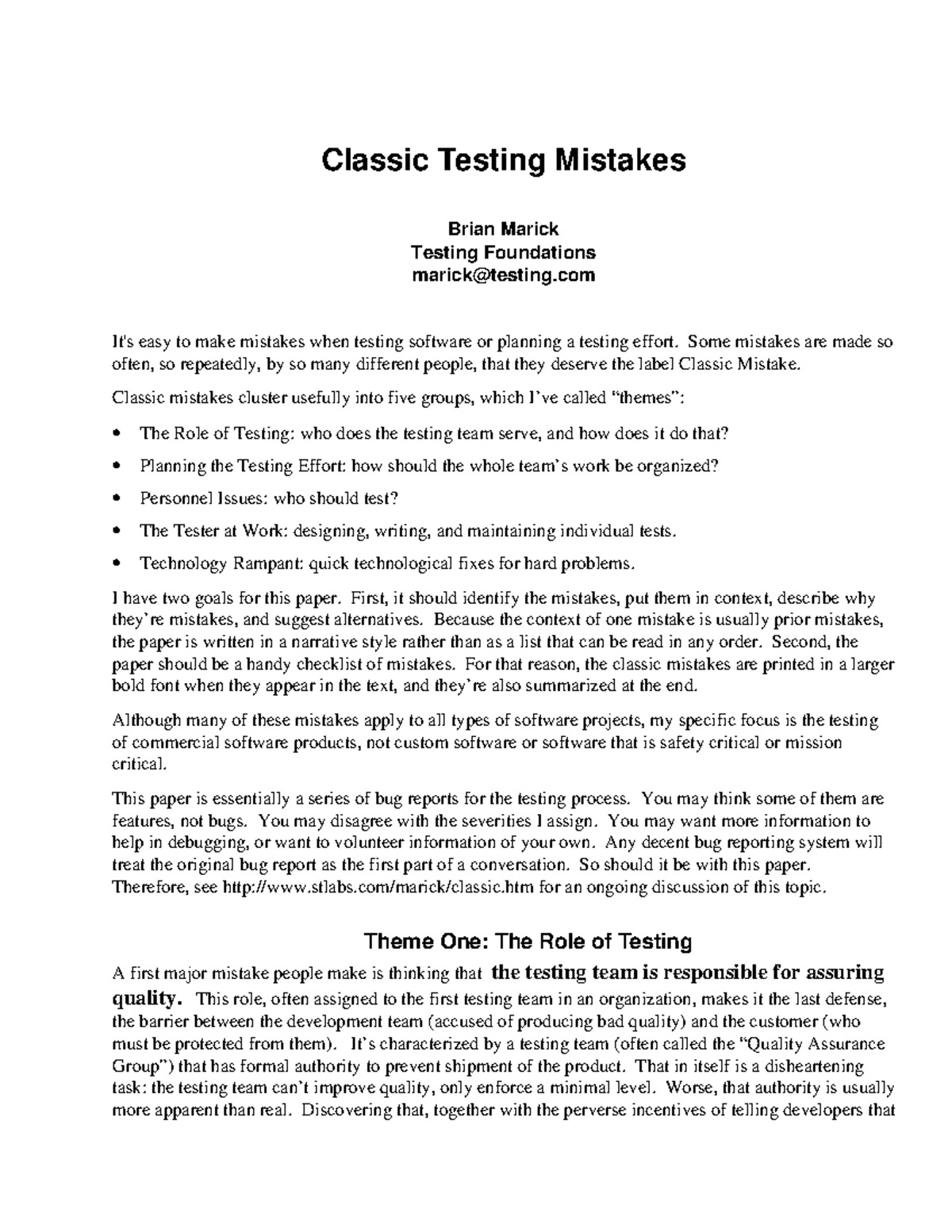 Classic Testing Mistakes: A Practical Checklist for Testers - Studocu
