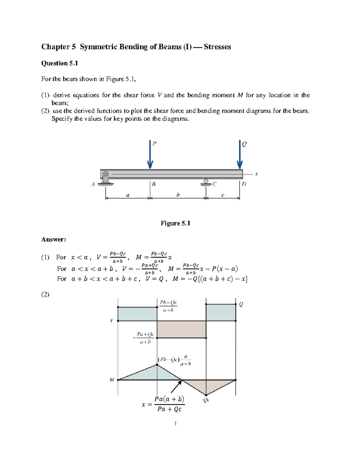 Chapter 5 Exercises - Shear Force and Bending Moment Diagrams - Studocu