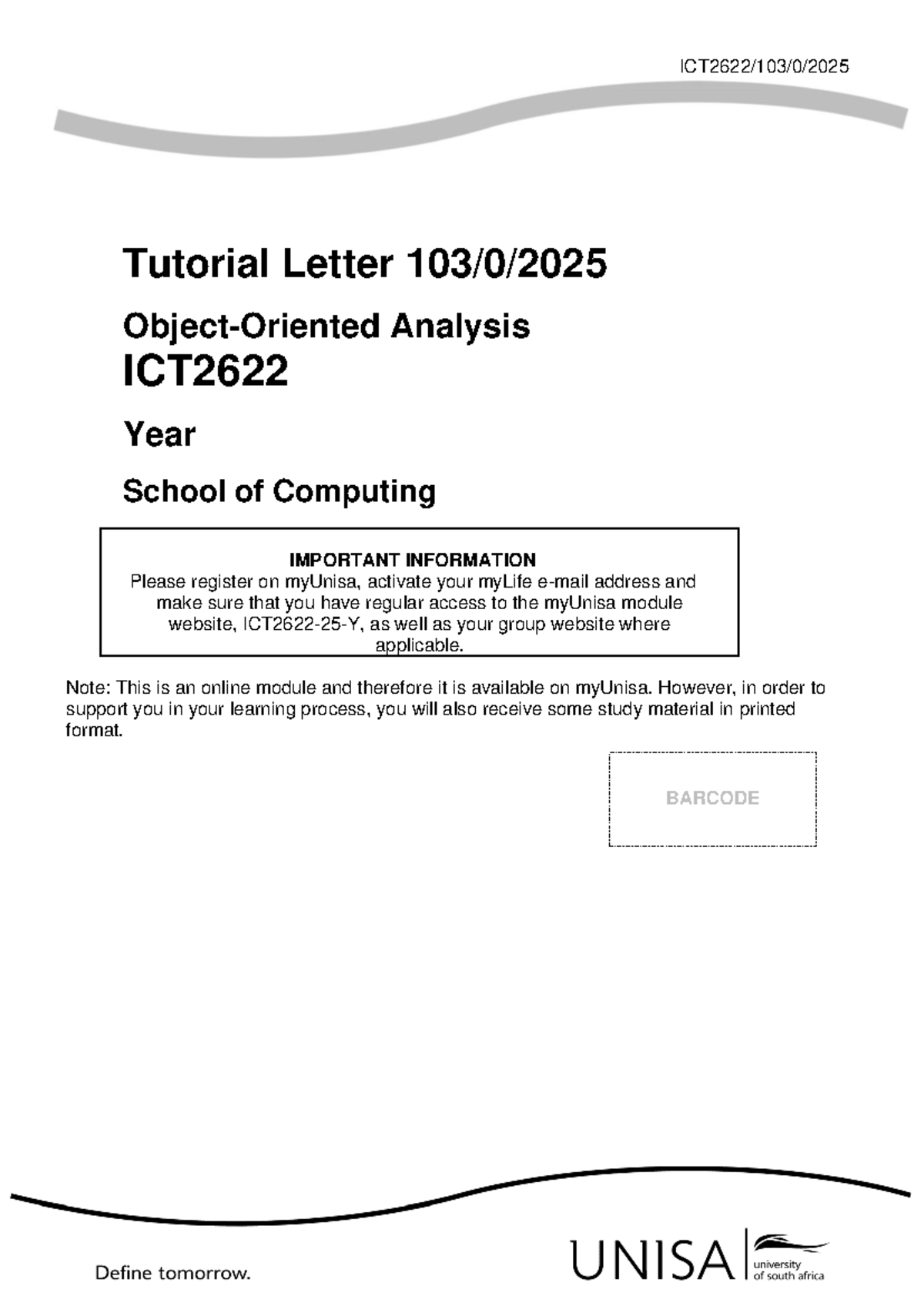 ICT2622 - 2025 Tutorial Letter: Assignment 3 Analysis and Guidelines - Studocu