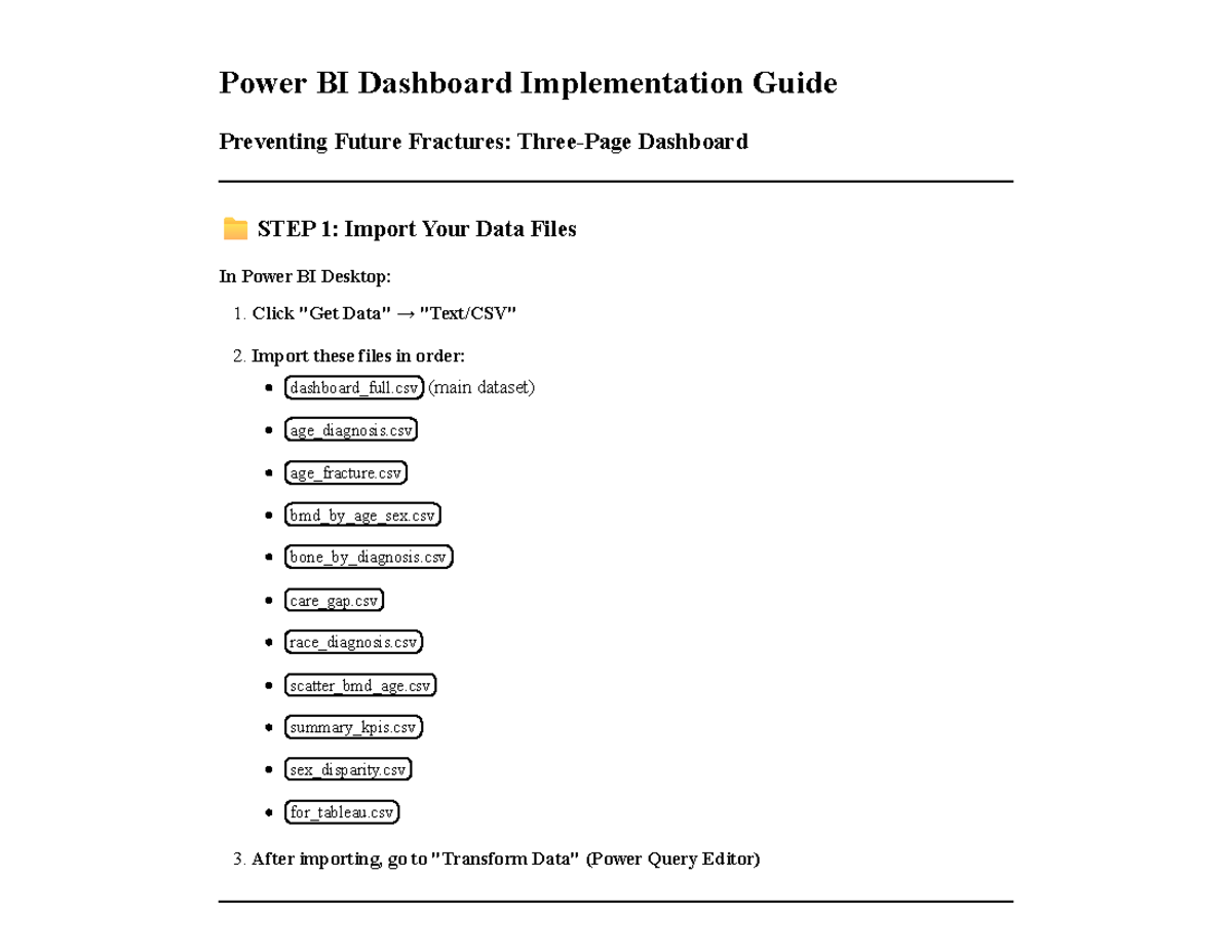 Power BI Dashboard Implementation Guide: Preventing Future Fractures ...