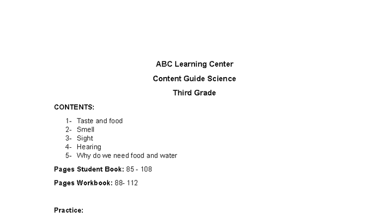 ABC Learning Center Science Guide for 3rd Grade Students - Studocu
