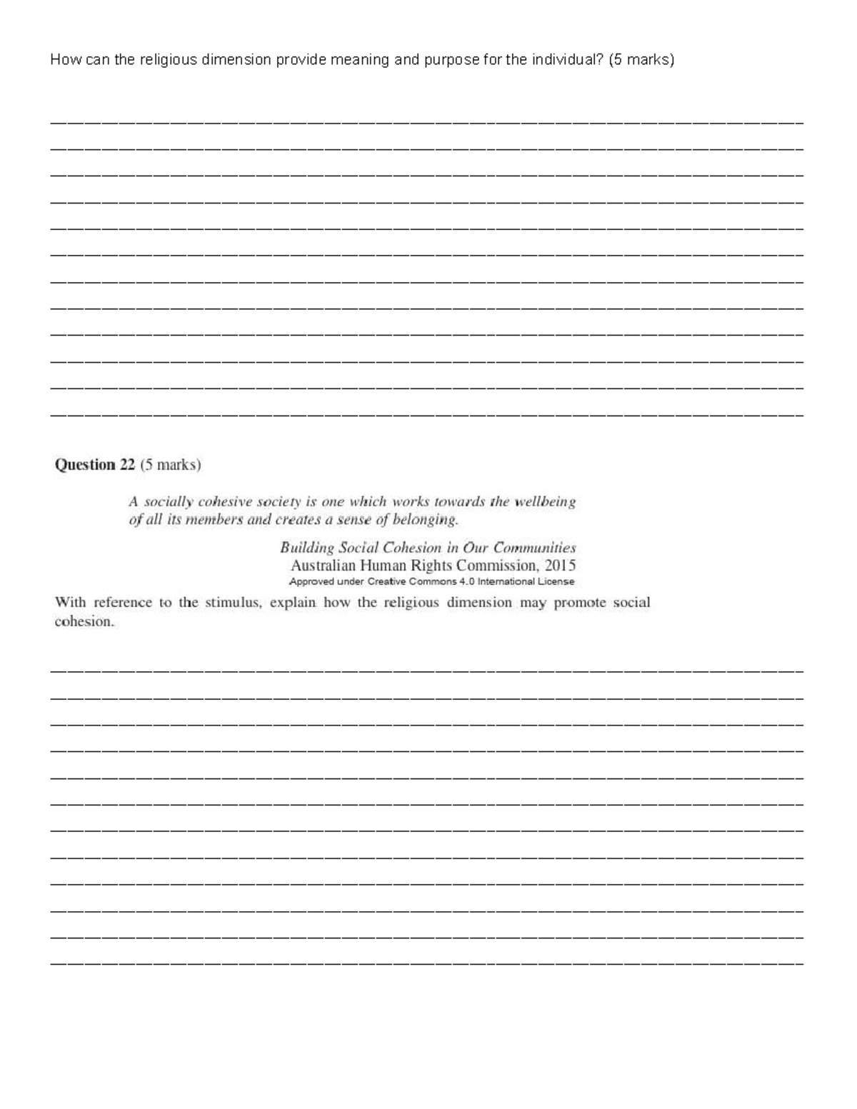 SOR Practice 5 mark responses - How can the religious dimension provide ...