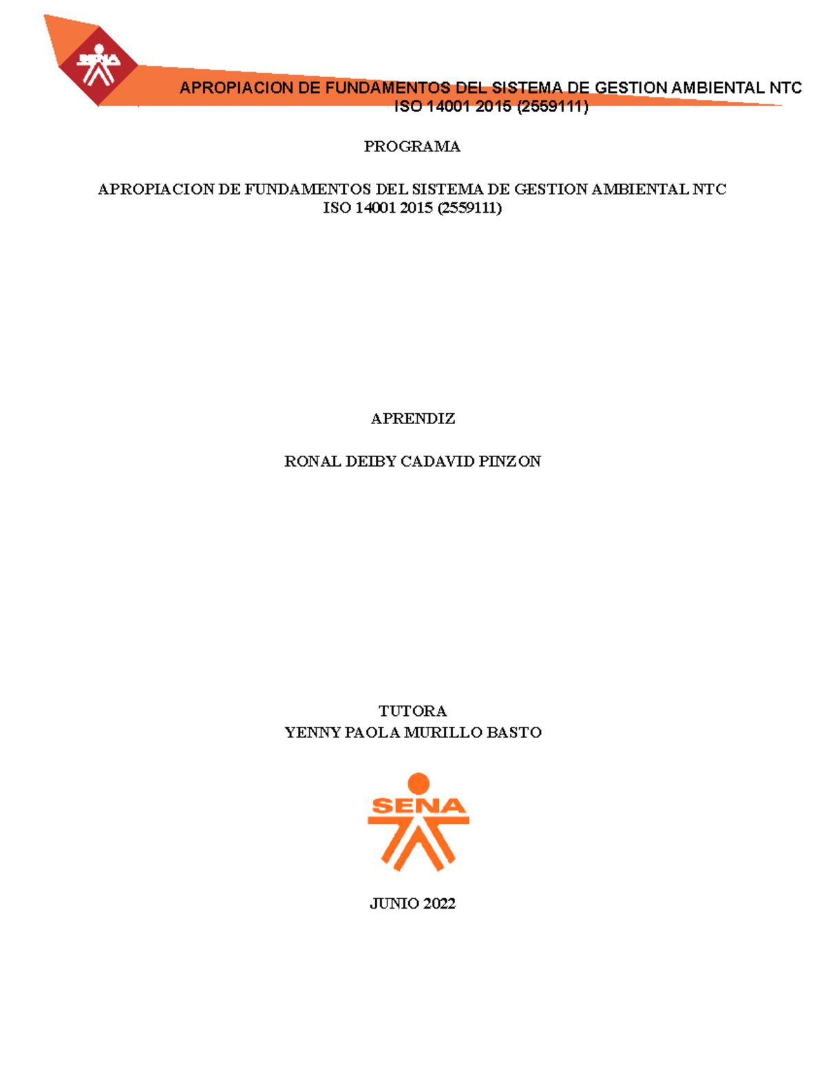 Mapa Mental sobre NTC ISO 14001:2015 (2559111) - Fundamentos SGA - Studocu