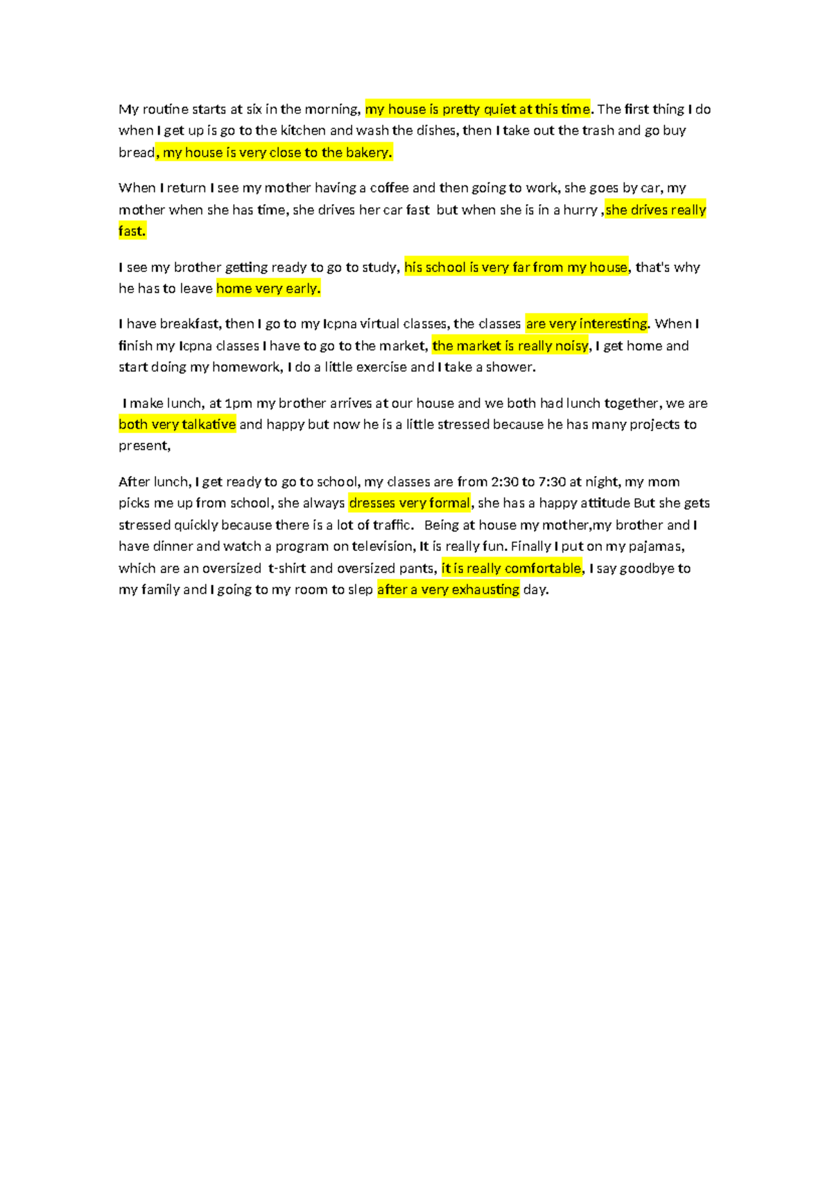 Daily Routine & Activities: A Personal Account - ALP Icpna - Studocu