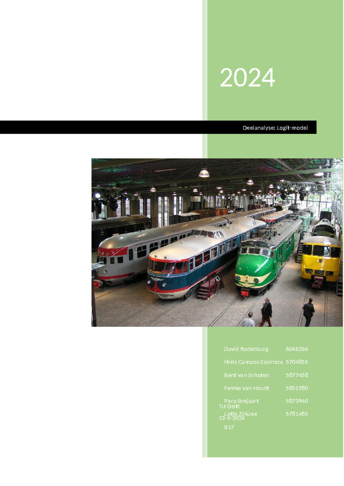 Deelanalyse 2: Logit-model voor Transport en Planning 6046266 - Studeersnel