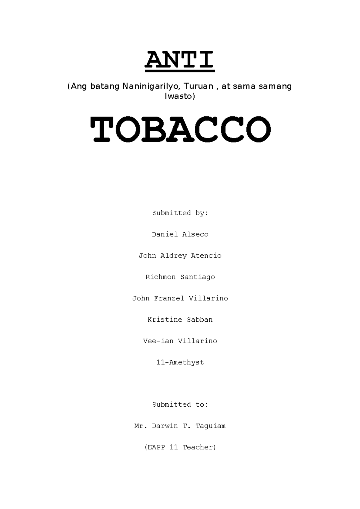 Concept Paper-3 - grade 11 - ANTI (Ang batang Naninigarilyo, Turuan ...