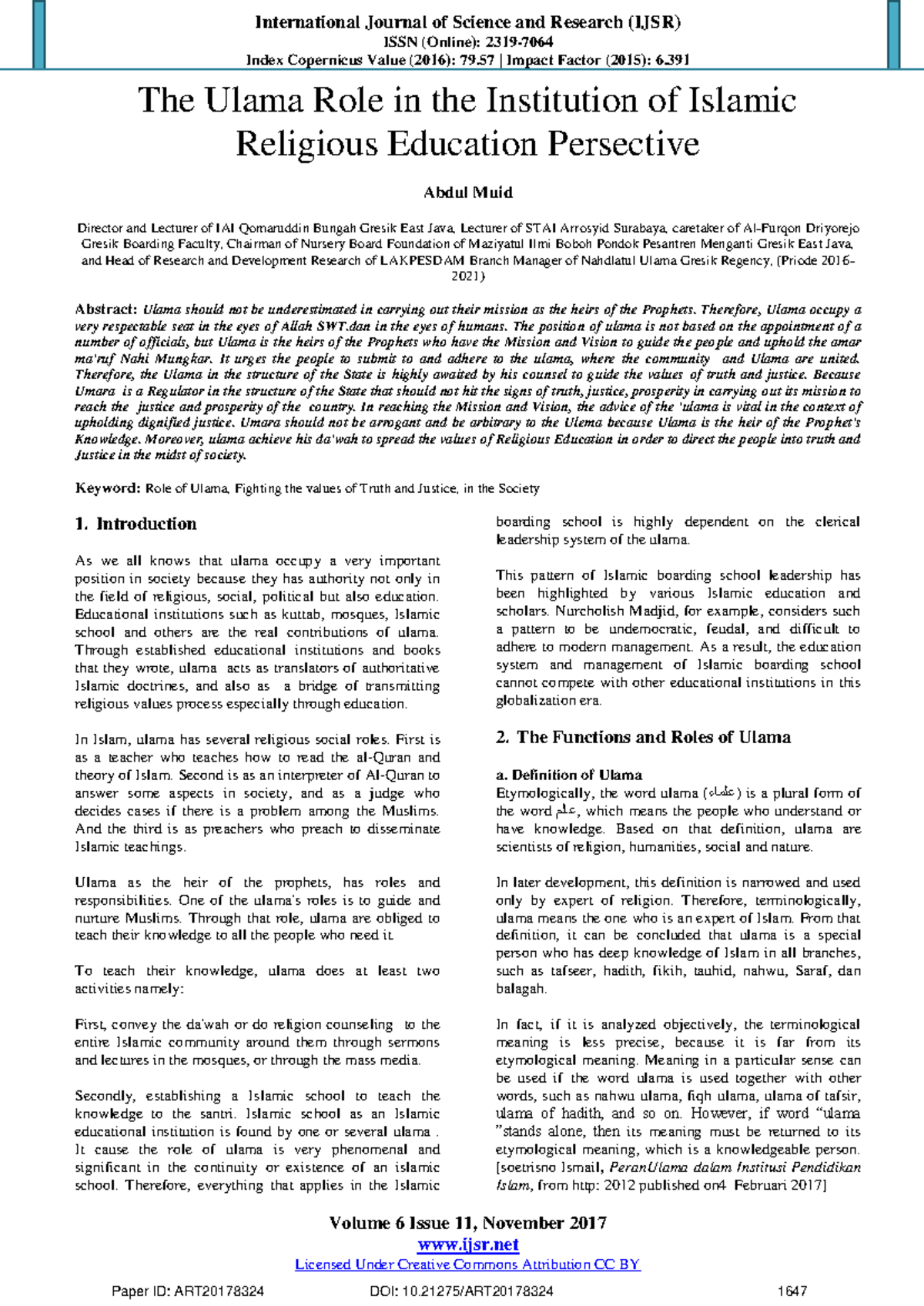 Notes on Ulama's Role in Islamic Education (REL 101) - Studocu