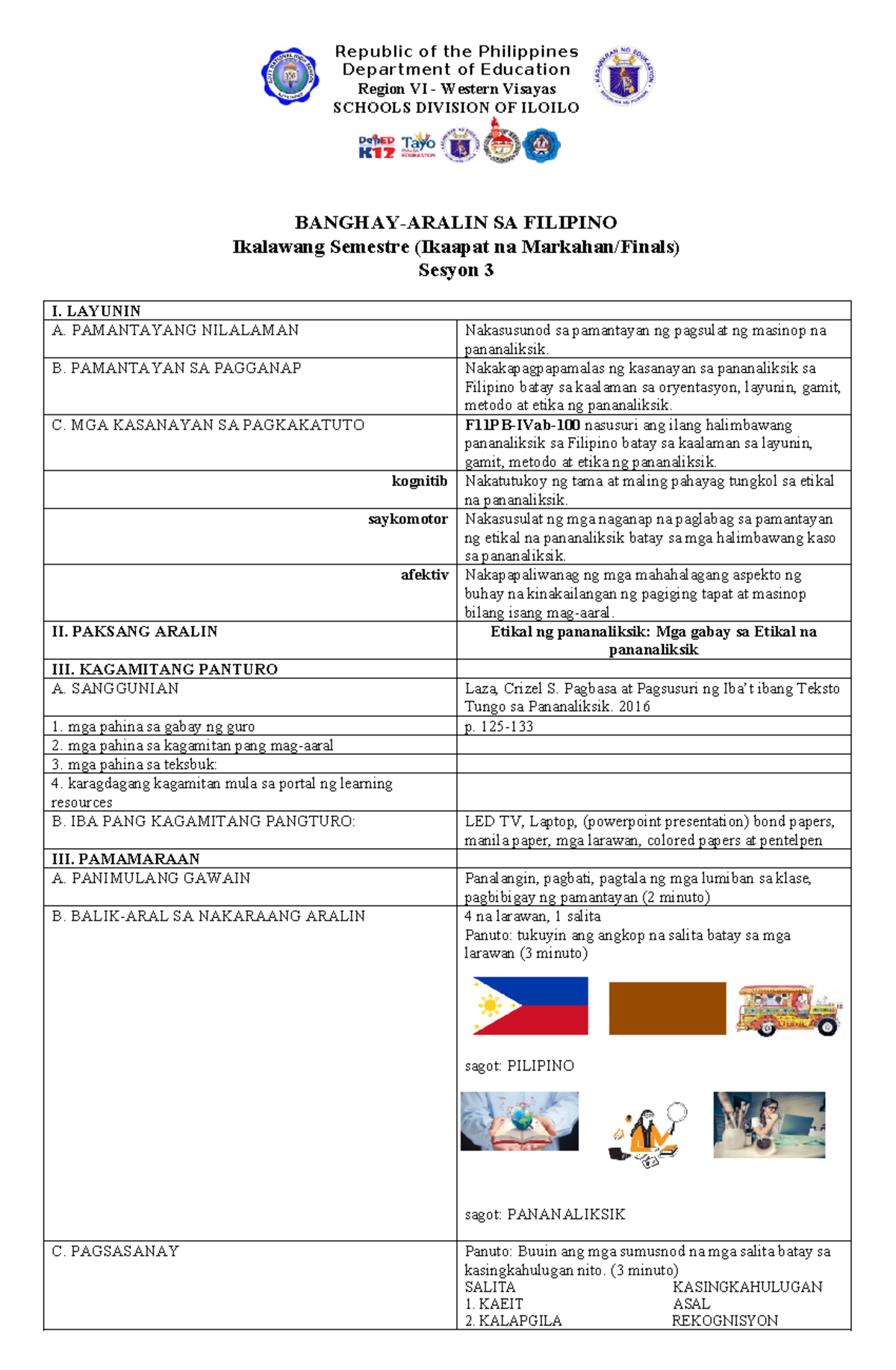 DLP Pagbasa W1 4 sessions - Republic of the Philippines Department of ...