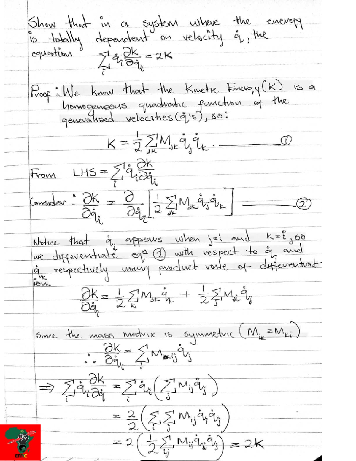 SPHA021 Derivation Questions: Energy and Hamiltonian Systems - Studocu