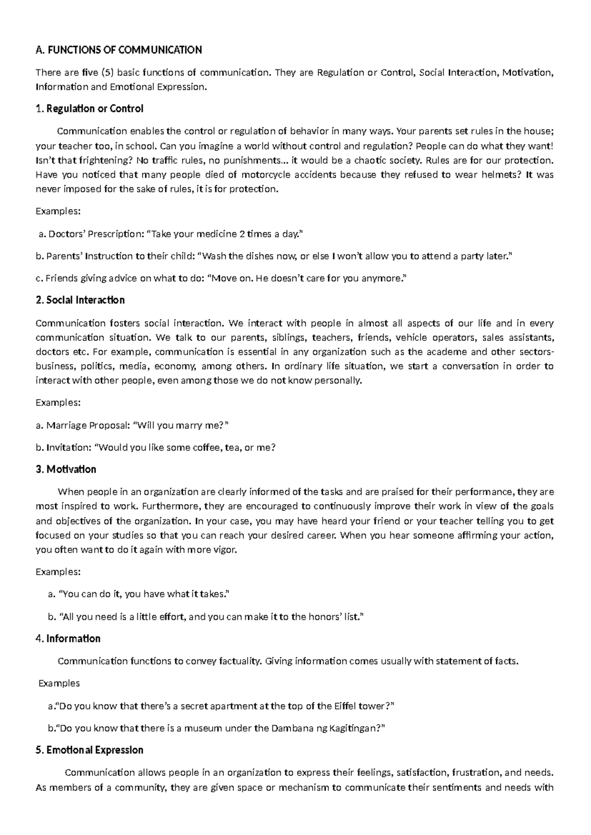 Group 1 - Exploring Functions of Oral Communication Activities - Studocu
