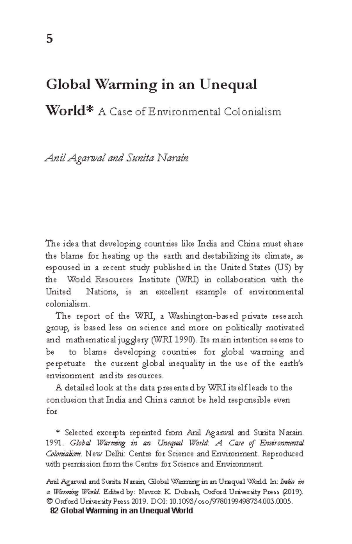 Global Warming in an Unequal World: A Case of Environmental Colonialism ...