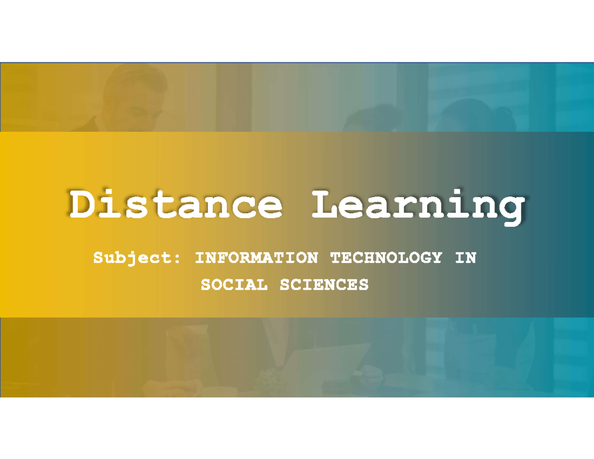 CÁC HÀM SỐ Trong Excel - Distance Learning Subject: INFORMATION ...