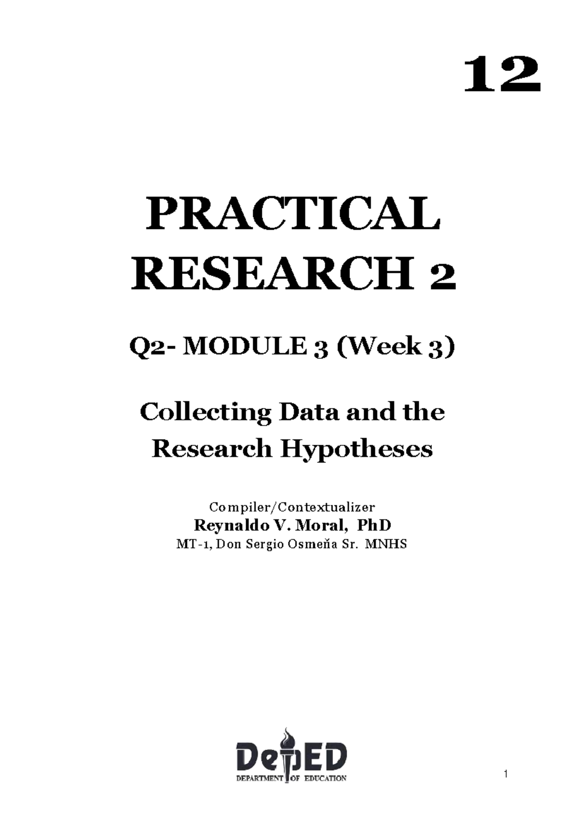 3 Q3 Practical Research - 12 PRACTICAL RESEARCH 2 Q2- MODULE 3 (Week 3 ...