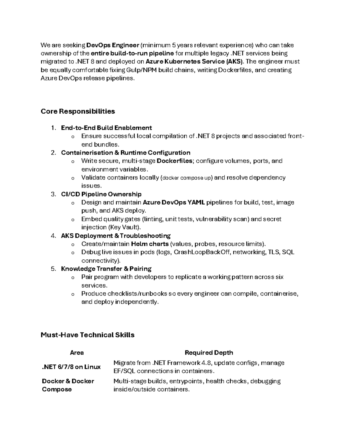 DevOps Engineer JD - PWC - 5+ Yrs Exp in .NET & AKS - Studocu