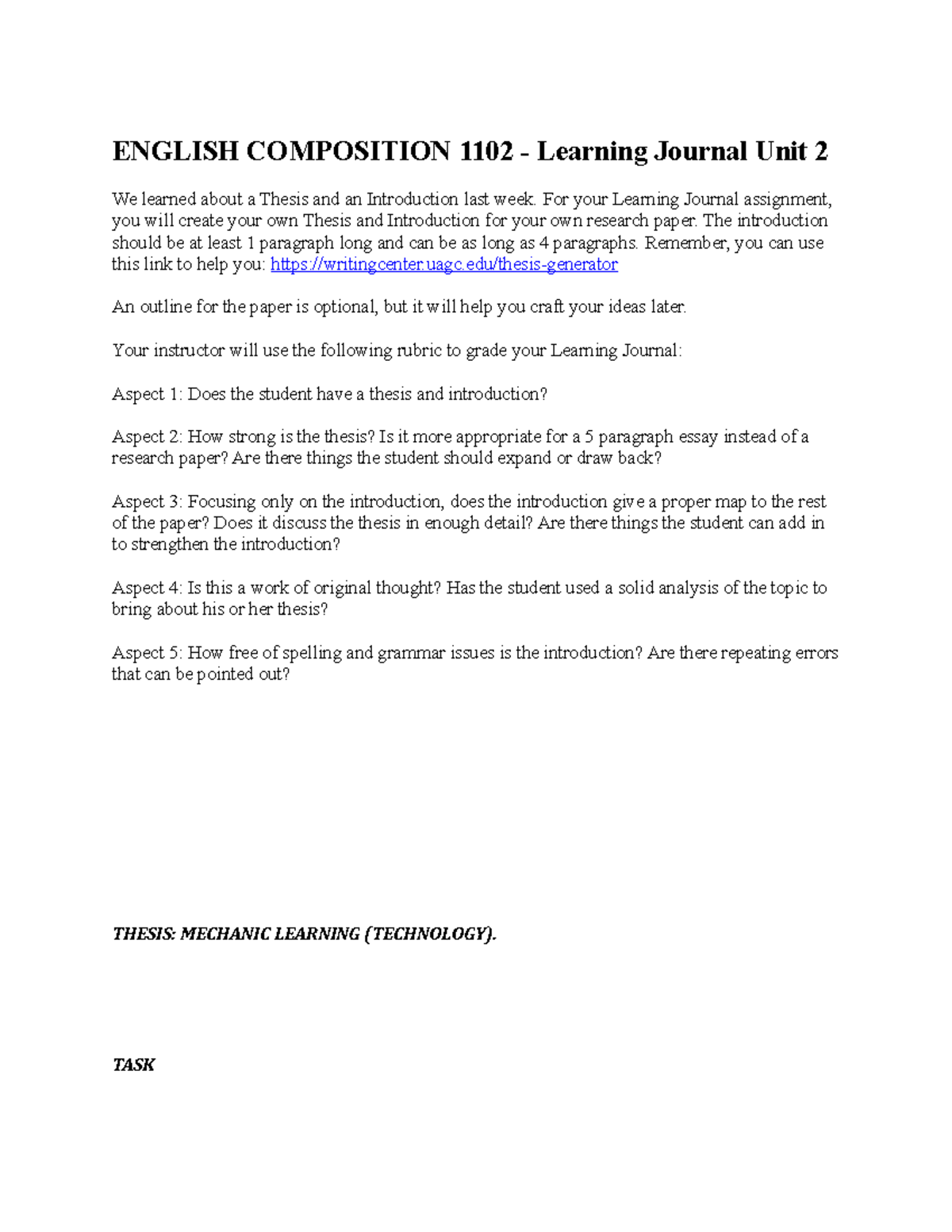 English Composition 1102 Learning Journal UNIT 2 - ENGLISH COMPOSITION ...