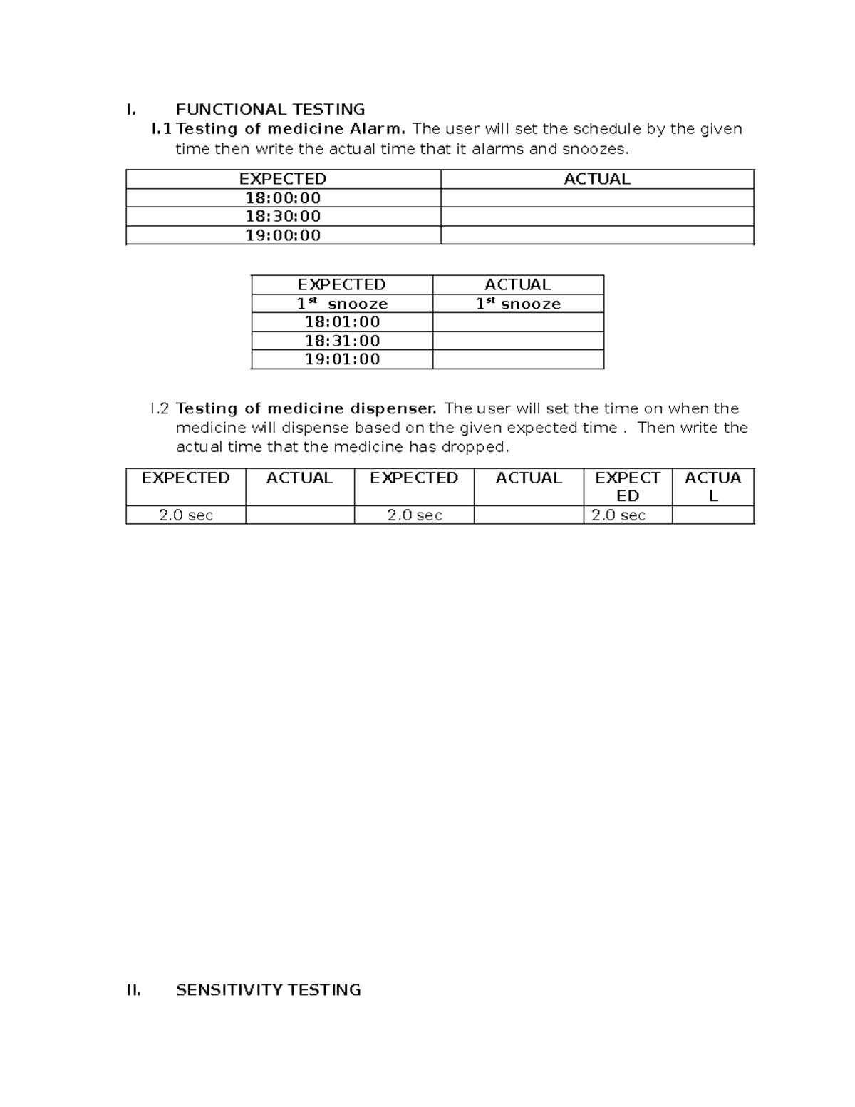 Functional Testing of Medicine Alarm & Dispenser Process - Studocu