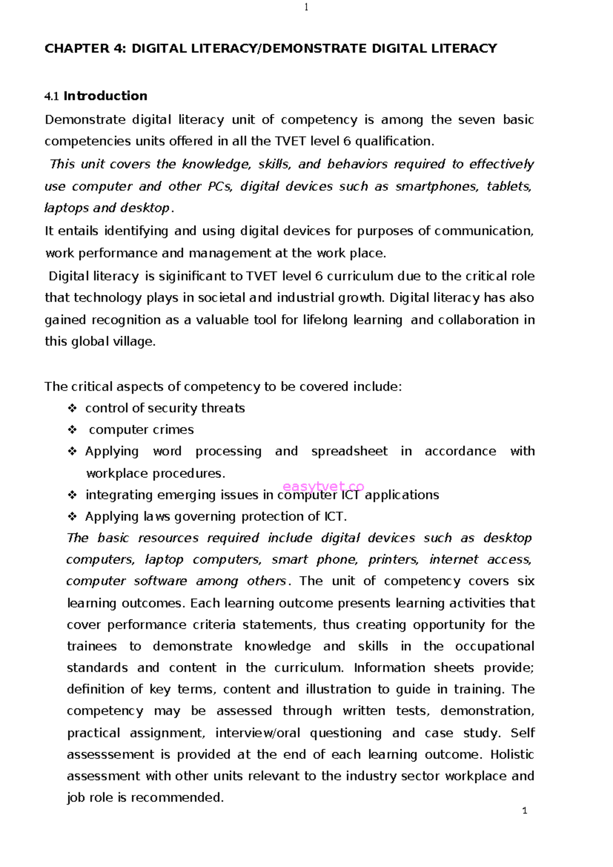 Digital Literacy Course Notes for TVET Level 6 Competency - Studocu