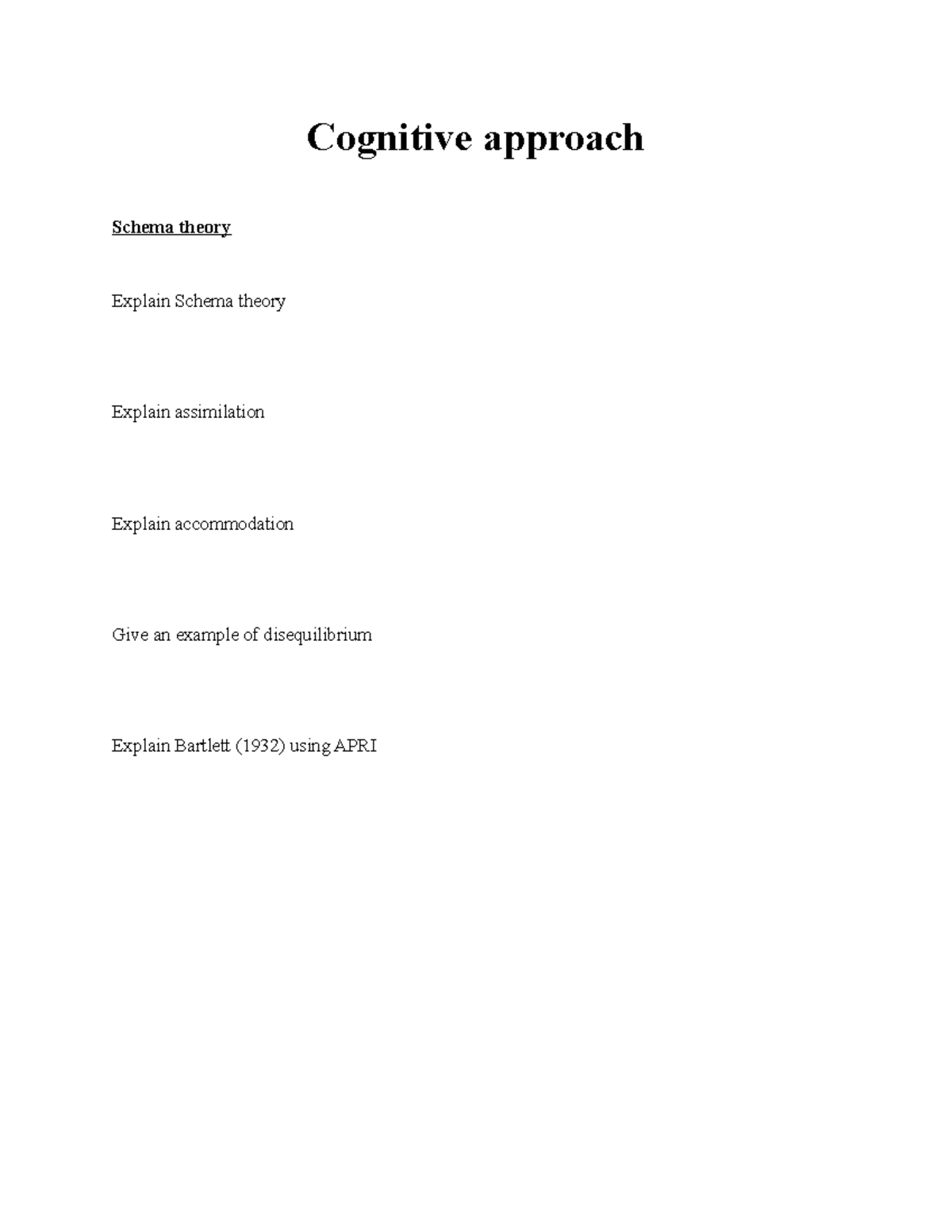 Cognitive Theory Overview: Schema & Cognitive Load (PSY 101) - Studocu