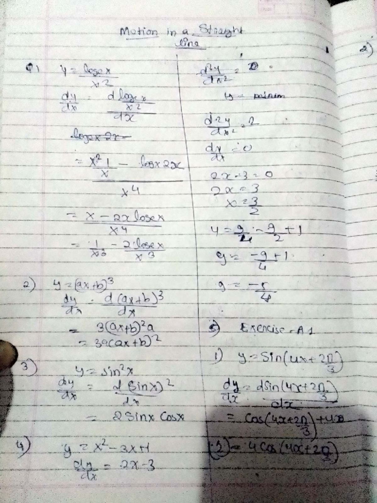 Physics 101: Motion in a Straight Line - Exercise Notes - Studocu