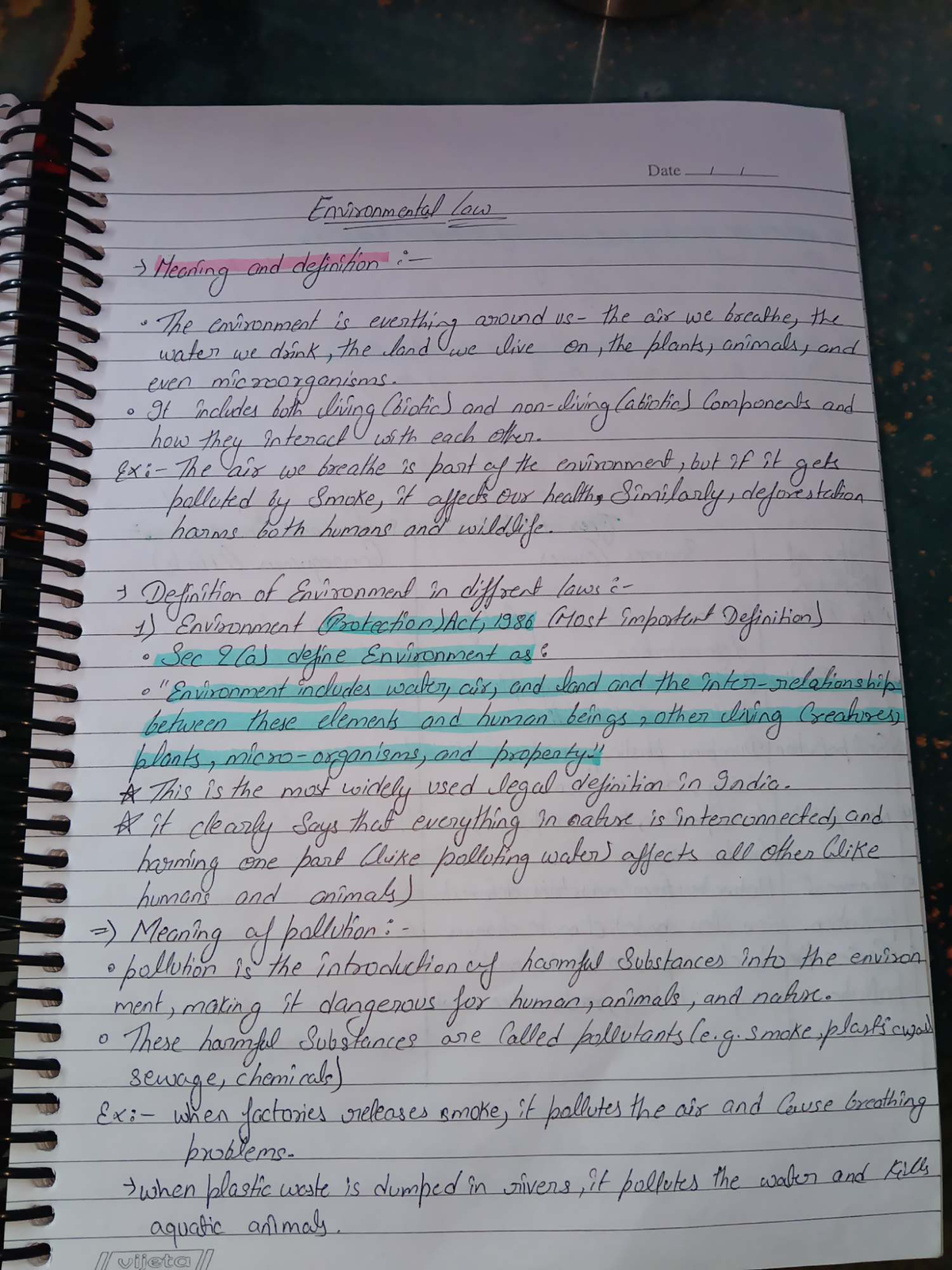 Environmental Law (Course Code: ENV 101) Overview and Key Concepts ...