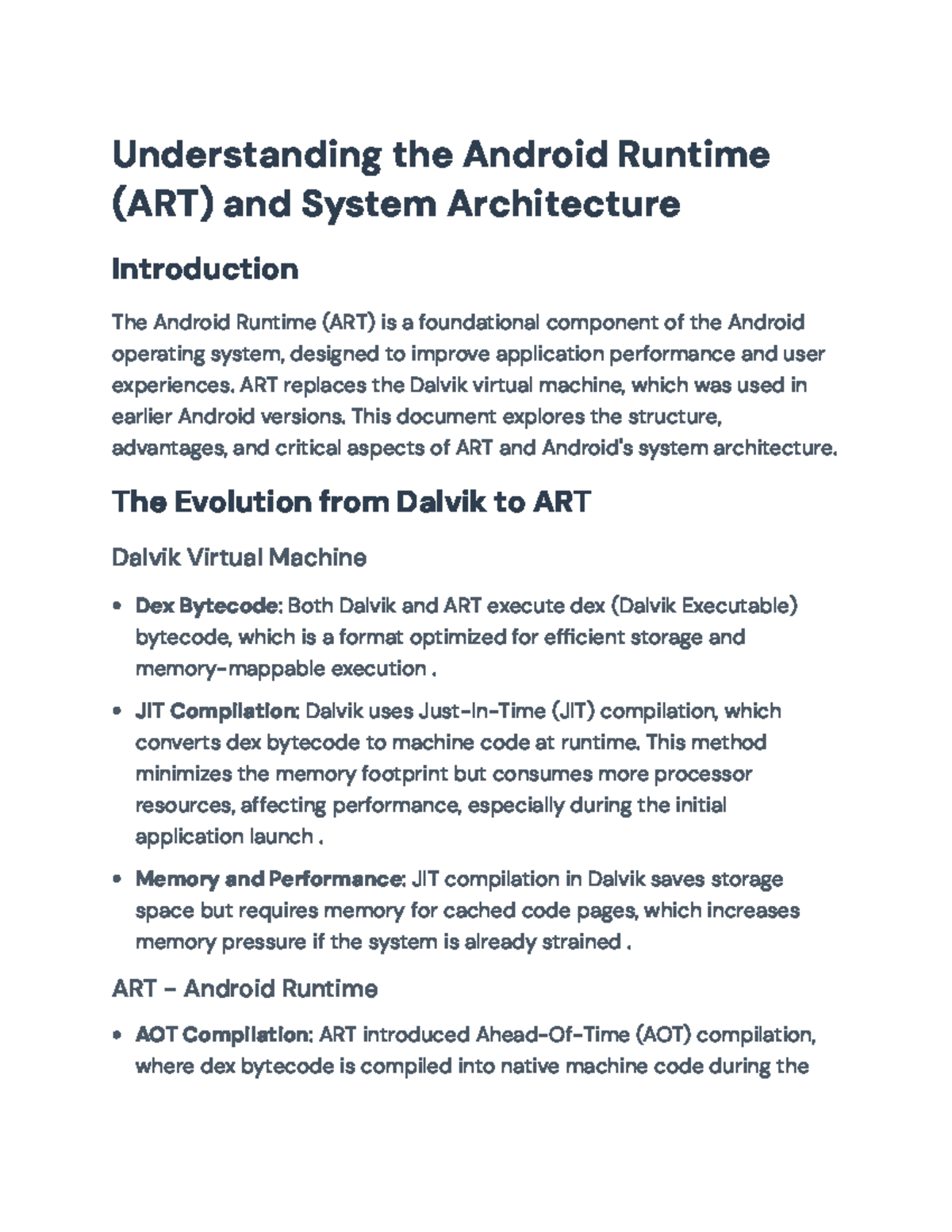 Improved Performance: Understanding Android Runtime (ART) Architecture - Understanding the ...